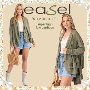 easel | Sweaters | Easel Step By Step Twotone Soft Knit Ruffle Trim ...